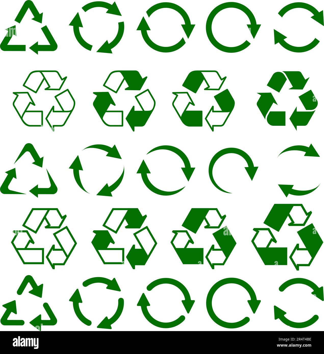 Set of green arrows, recycle signs. Vector illustration. Isolated on white background Stock ...