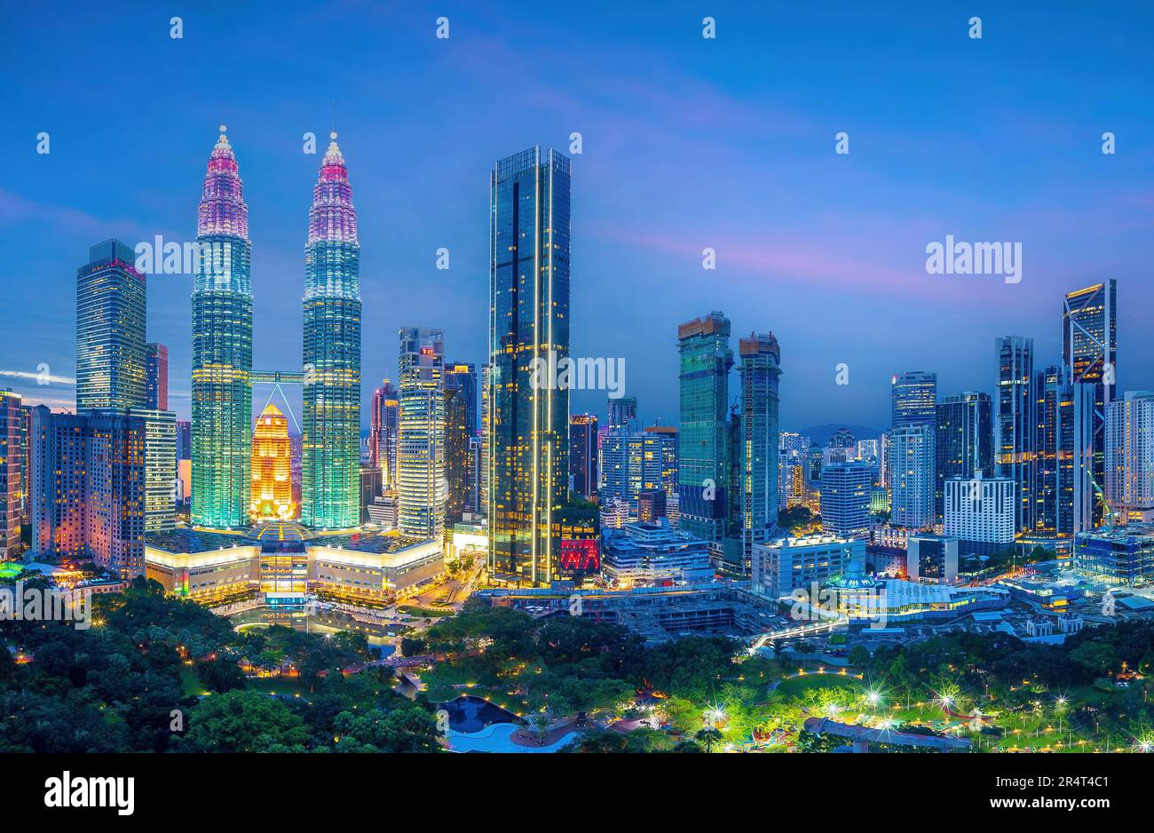 Downtown Kuala Lumpur city skyline, cityscape of Malaysia at twilight ...