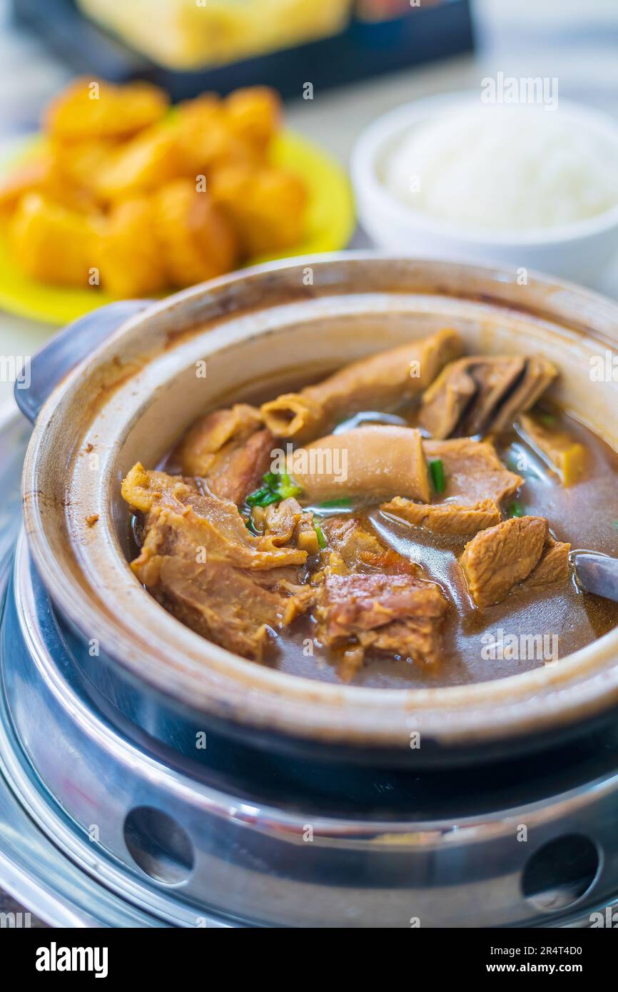 Malaysia famous food, bakuteh a Claypot Cooked Pork Rib Soup Stock ...