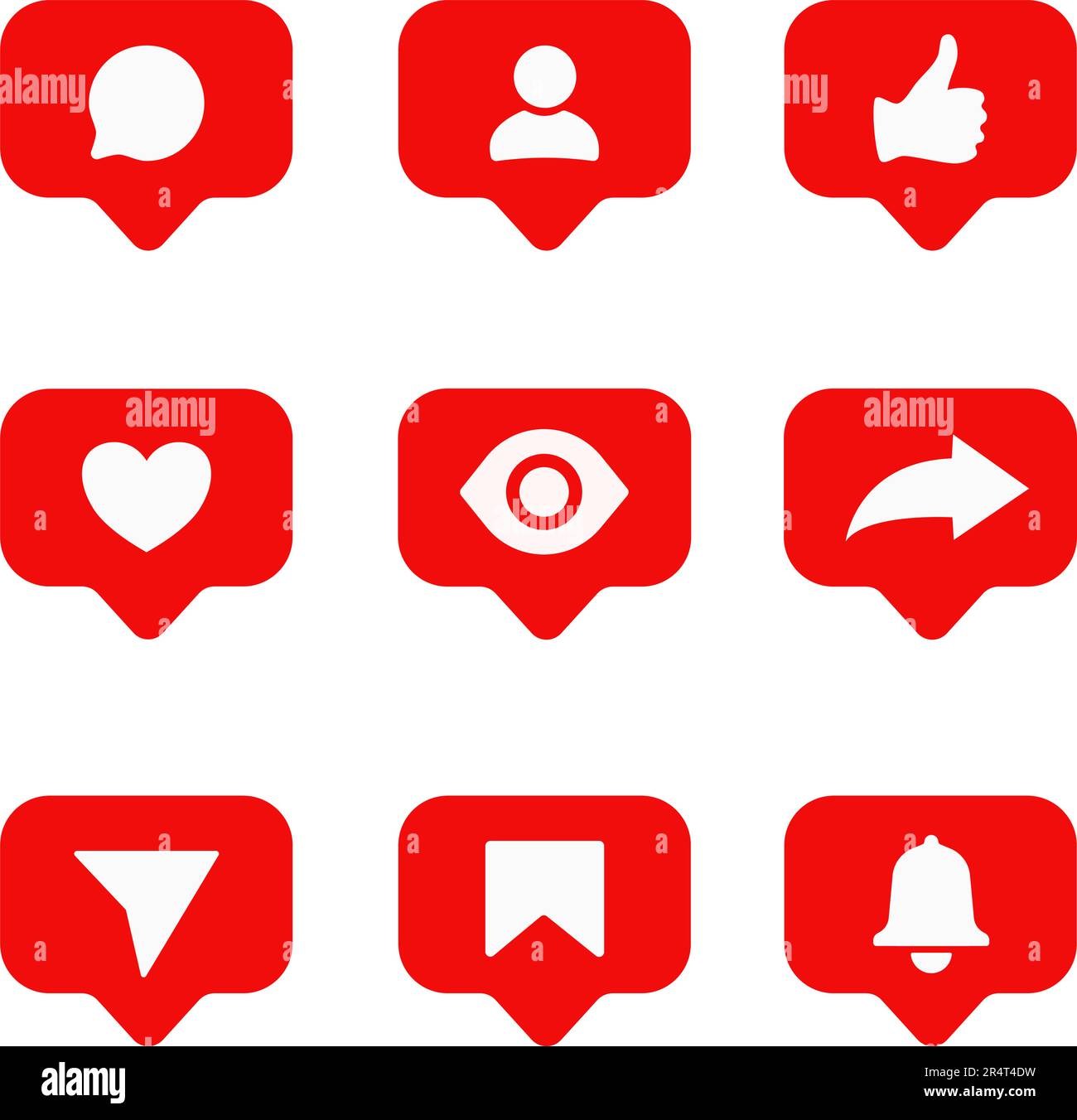 Set of social media notification icons. Comment, user, like, thumb up ...