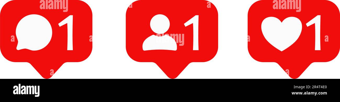 Set of social media notification icons. Comment, user, like. Speech ...