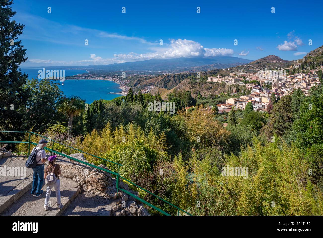 View of Taormina and Mount Etna from the Greek Theatre, Taormina ...