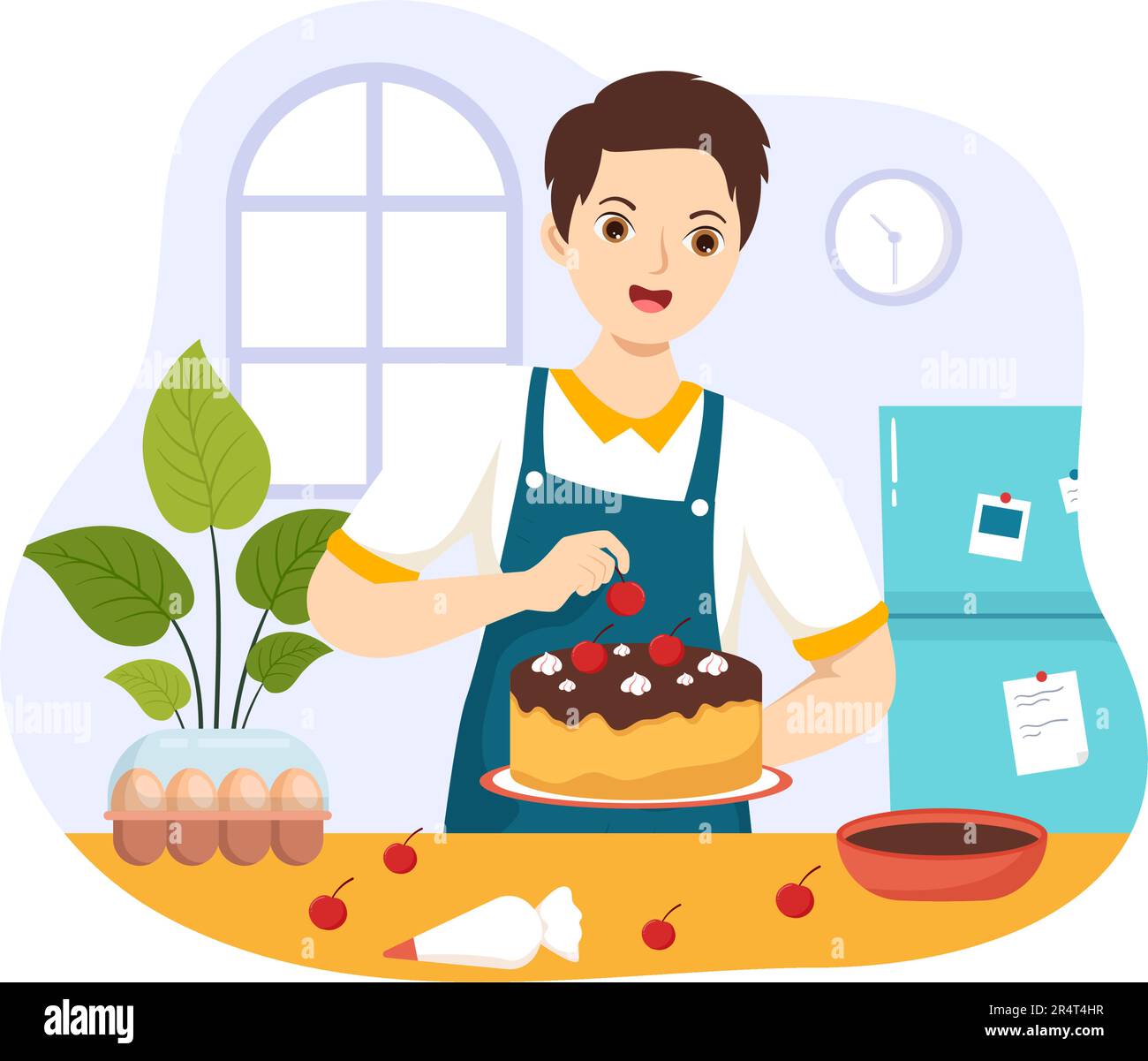 Confectioner Vector Illustration with Chef Wearing Apron Preparing ...