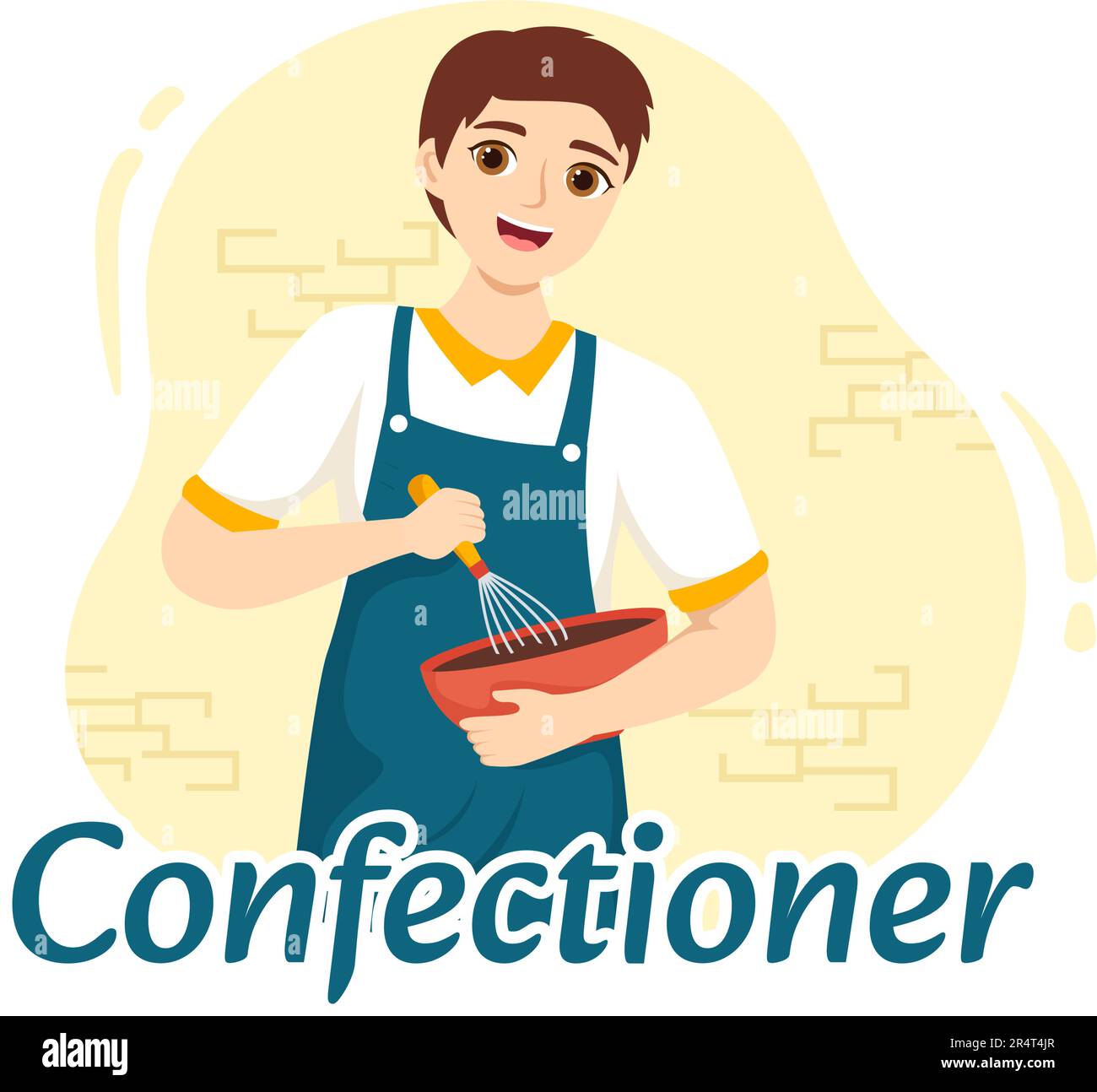 Confectioner Vector Illustration with Chef Wearing Apron Preparing ...