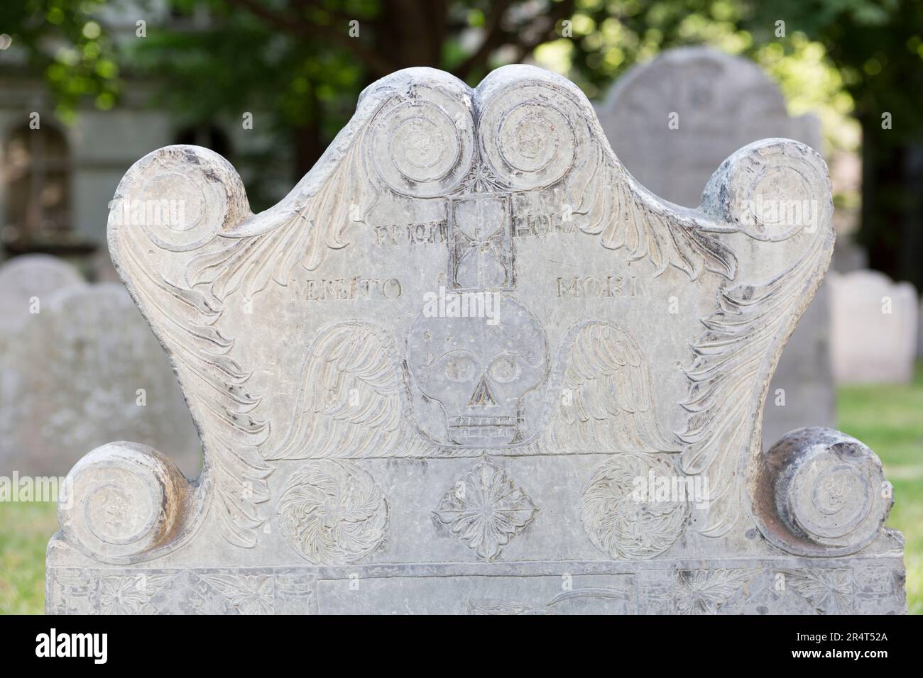 USA, Massachusetts, Boston, Kings Chapel Burial Ground Tombstone Stock ...