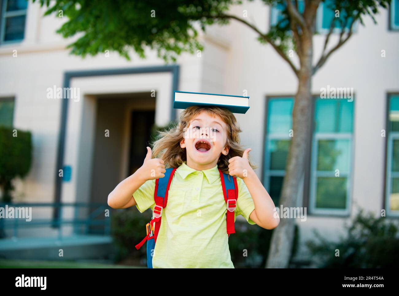 Little child school boy in first grade. Pupil back to school Stock ...