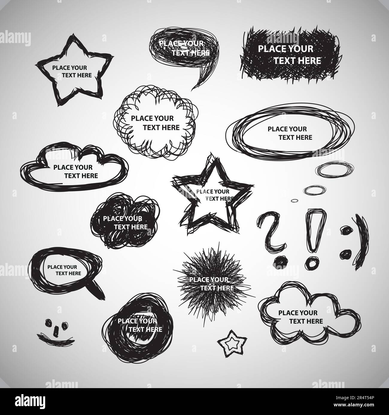 Collection of Hand Drawn Speech And Thought Bubbles - Vector Background ...