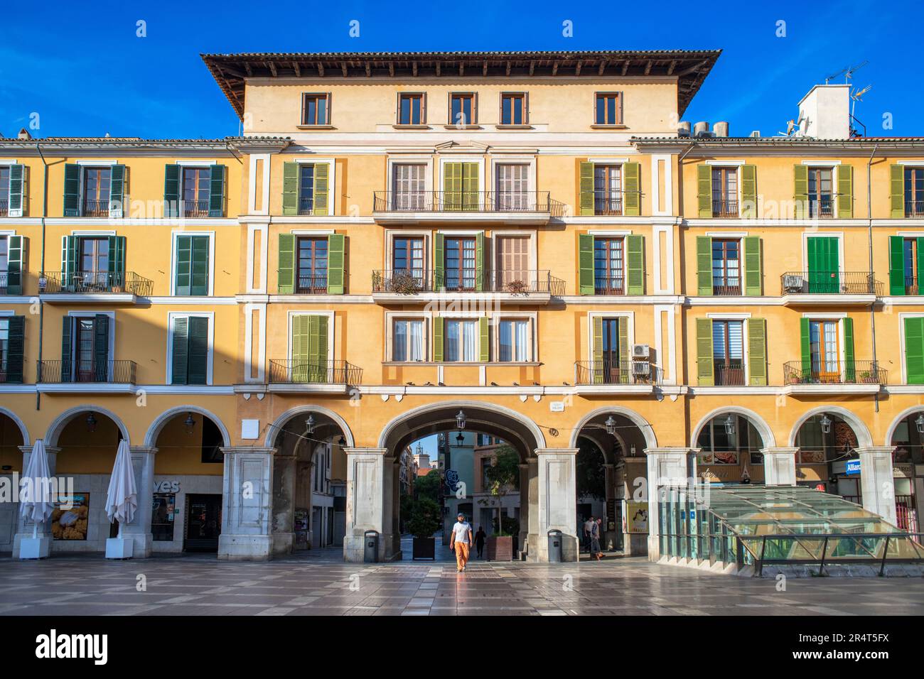 Plaza Mayor, main square in the historic town center of Palma de ...