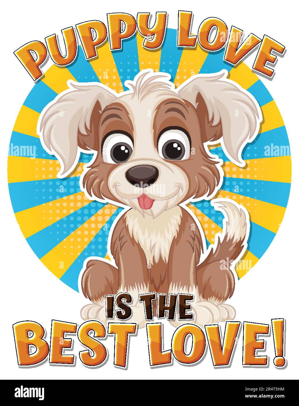 Cute puppy with text puppy love is the best love illustration Stock ...