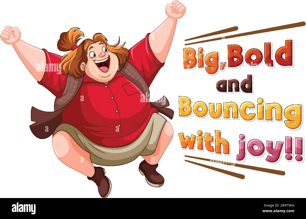 Happy woman with text big bold and bouncing with joy illustration Stock ...