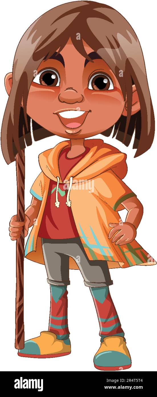 Indigenous girl cartoon character illustration Stock Vector Image & Art ...