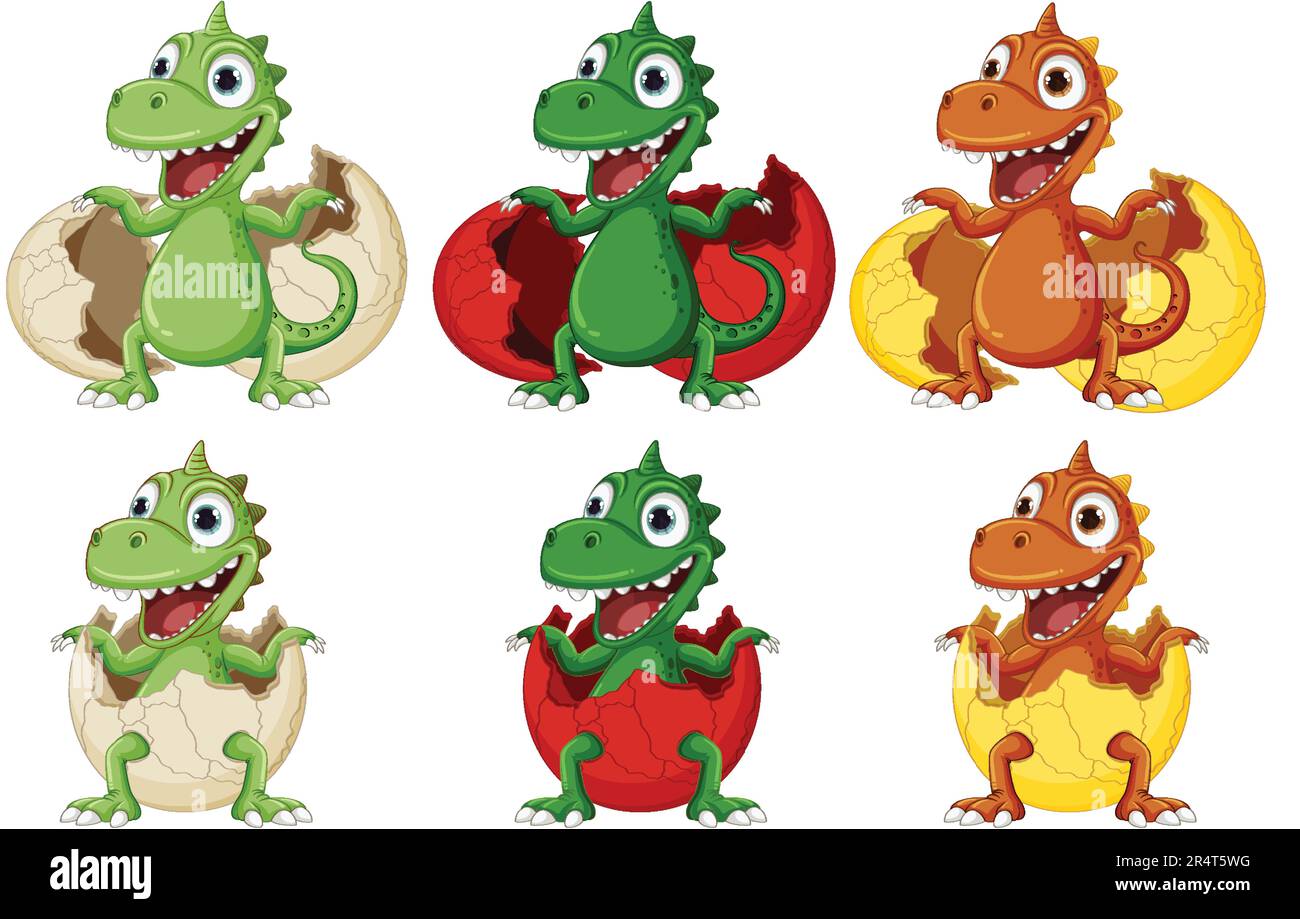 Set of dragon hatching egg illustration Stock Vector Image & Art - Alamy