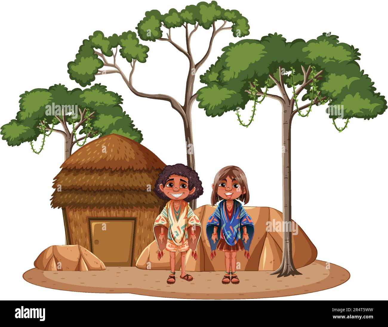 Indigenous Kids Cartoon Character illustration Stock Vector Image & Art ...