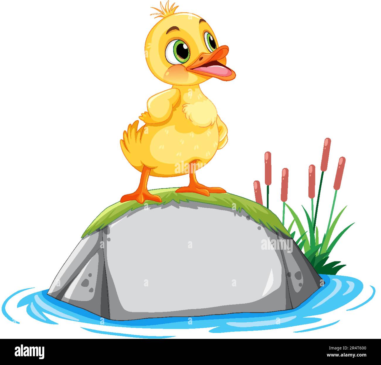 Little Duck Standing on a Rock illustration Stock Vector Image & Art ...