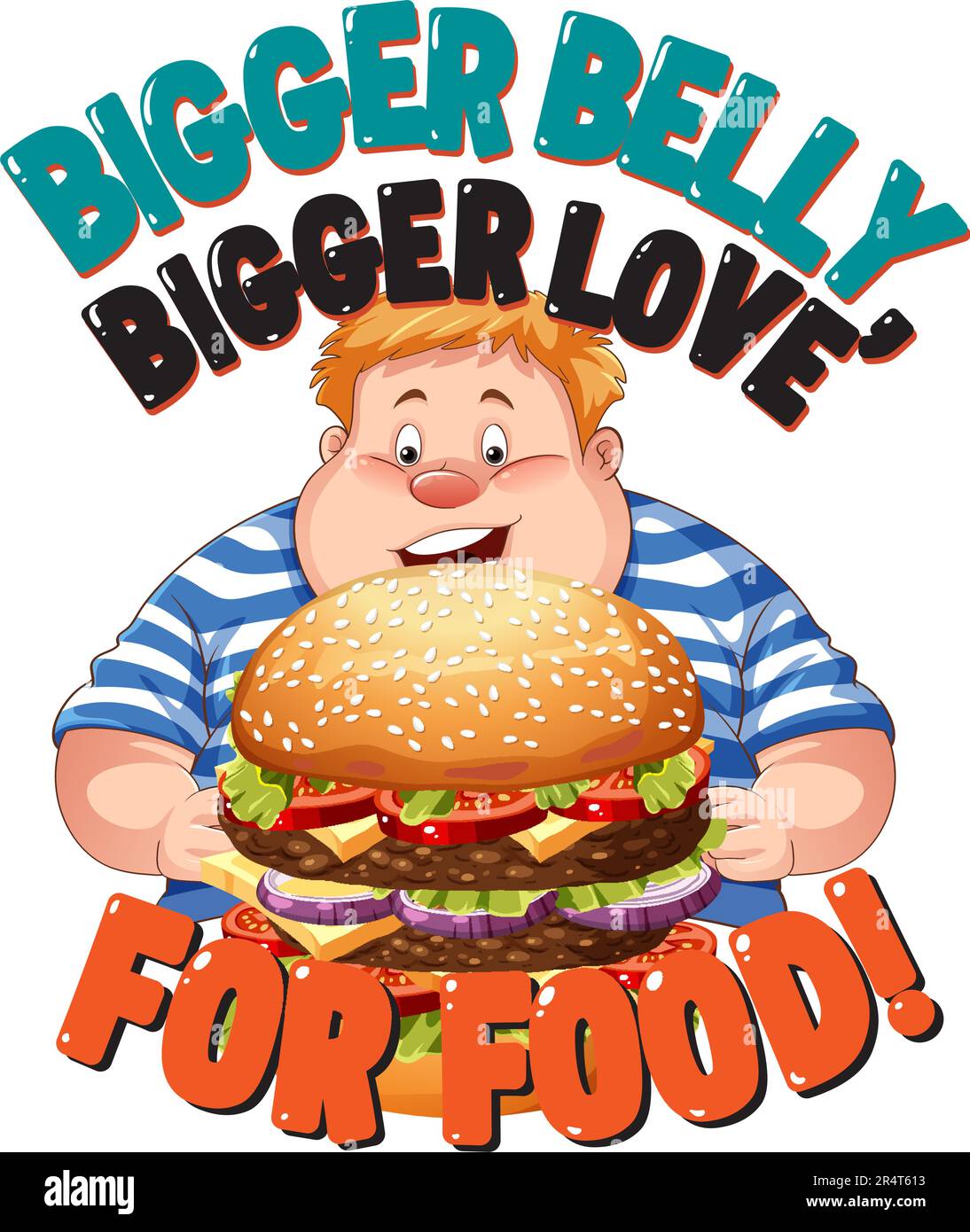 Bigger belly bigger love for food icon illustration Stock Vector Image ...