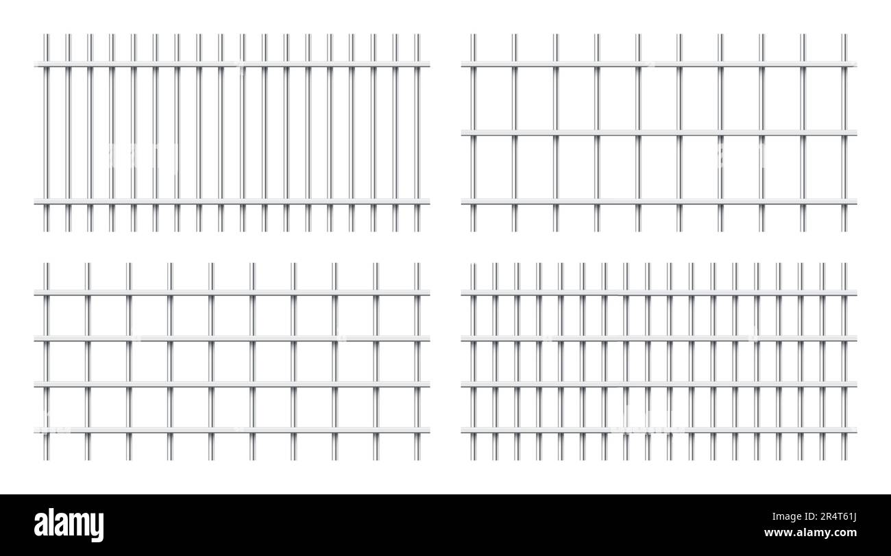 Realistic shiny metal prison bars isolated on white background ...