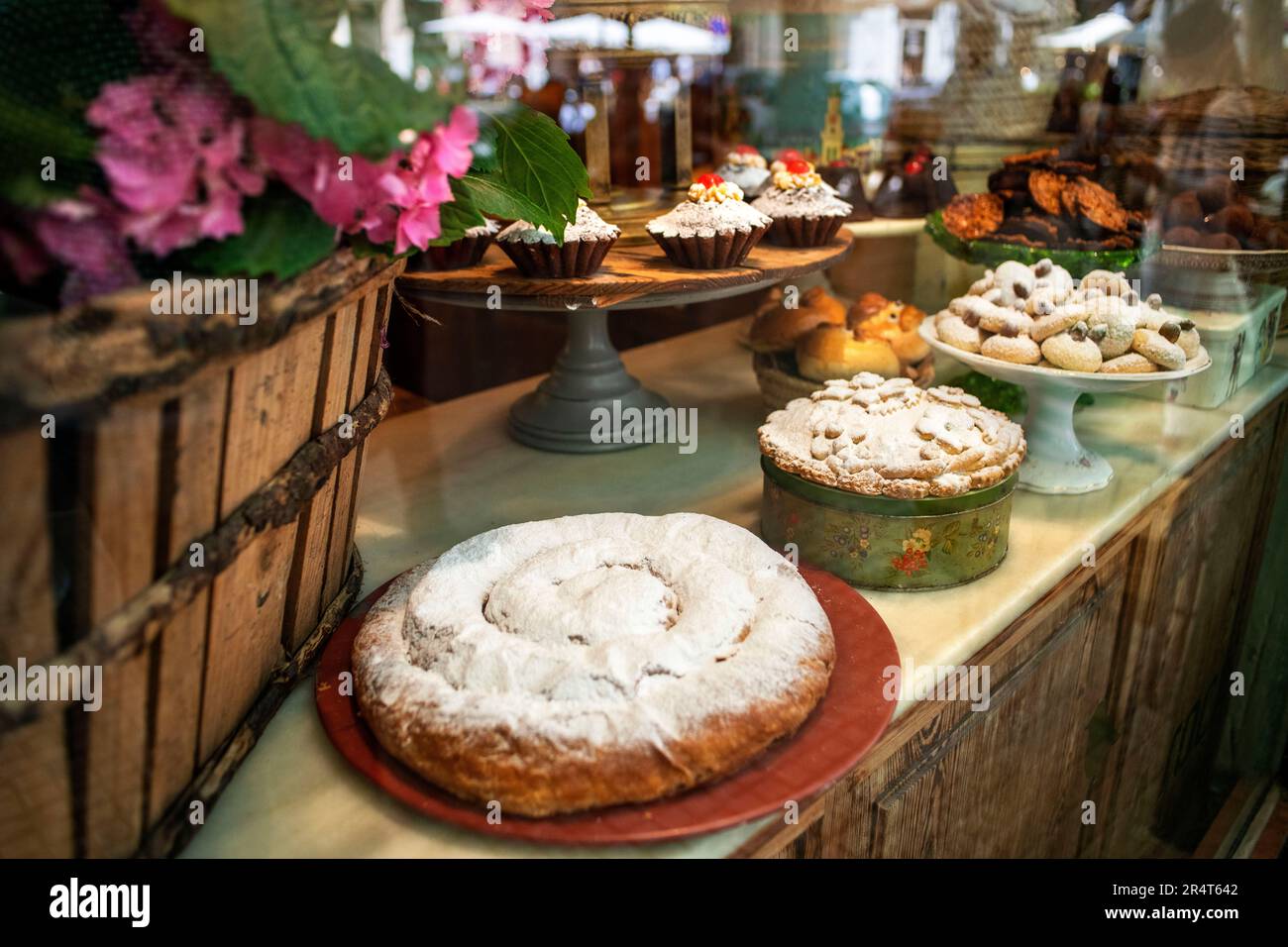 Ensaimada typical from Mallorca Majorca bakery in balearic islands. The ...