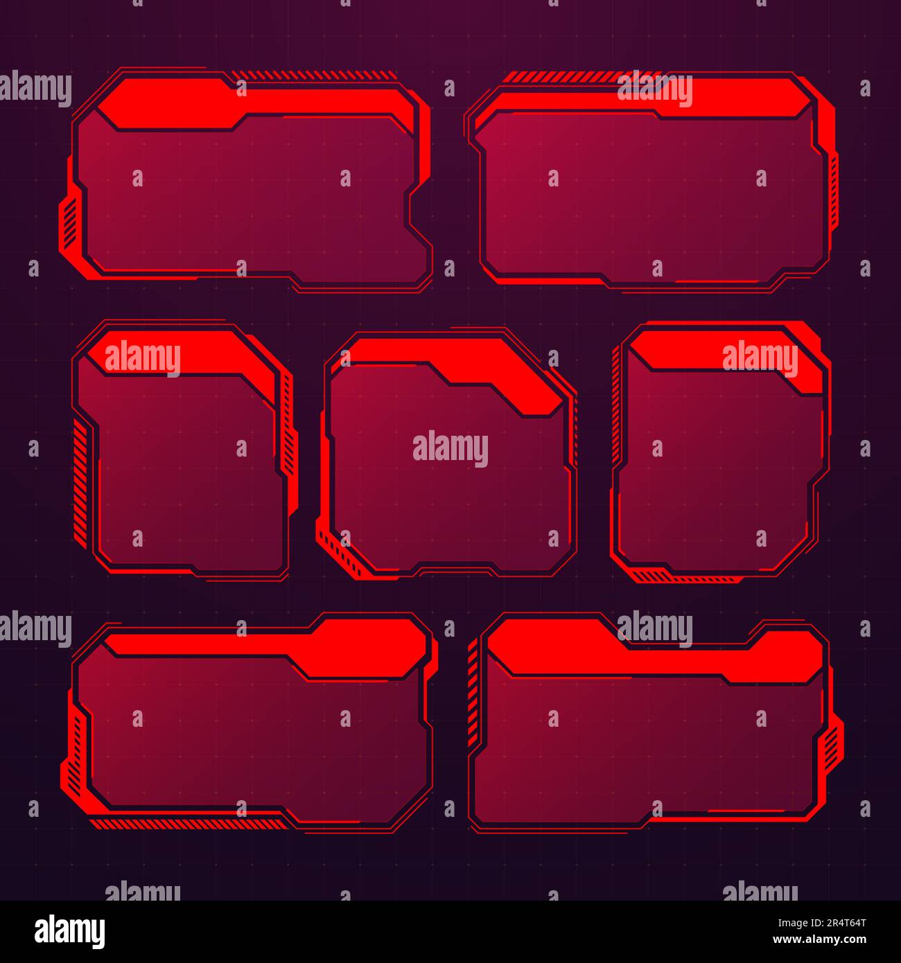 Red futuristic HUD or UI elements. Sci-fi user interface text boxes ...