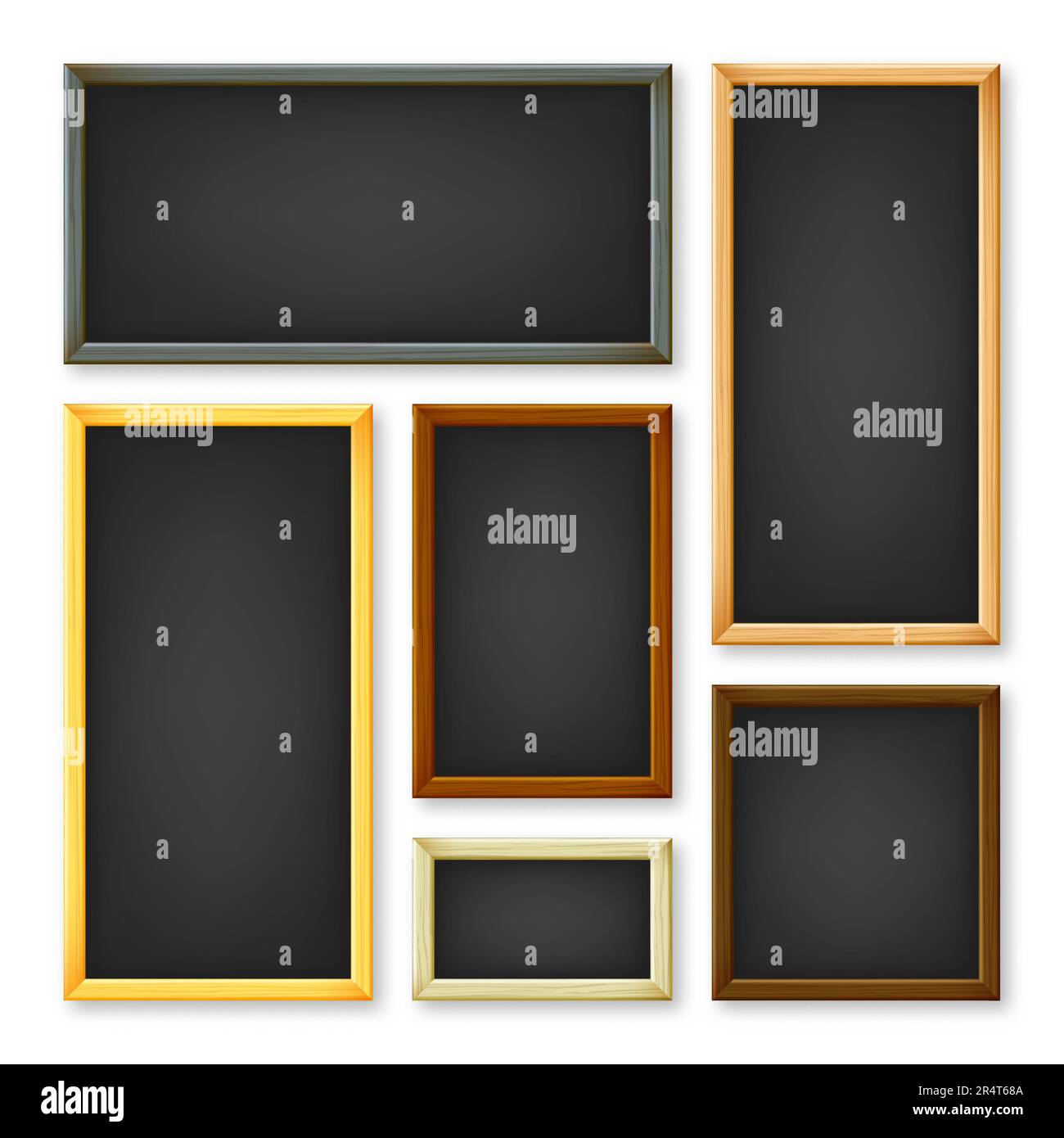 Realistic various chalkboards in a wooden frame. Black restaurant menu ...