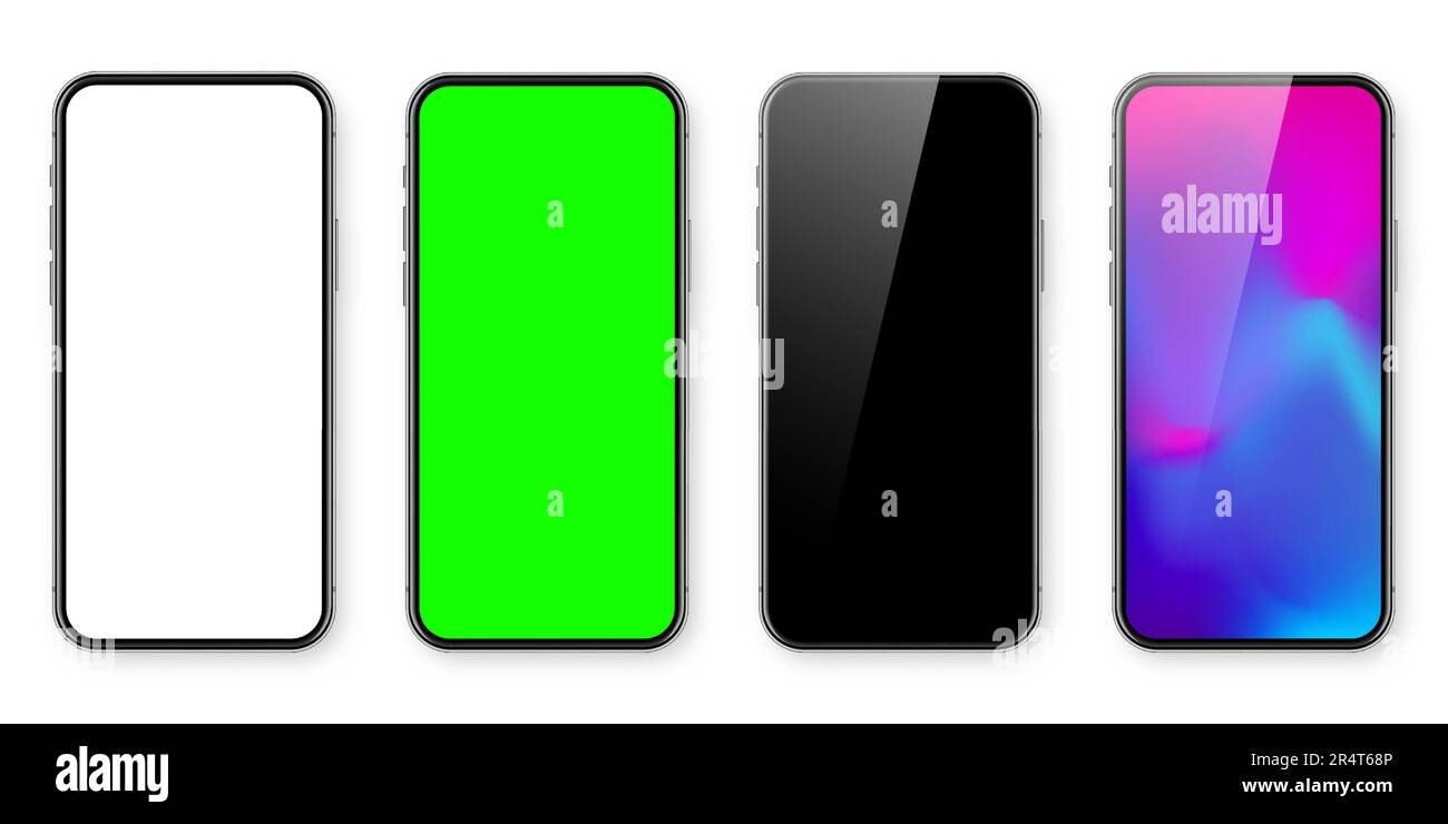 Smartphone with blank touch screen and abstract colorful wallpaper ...