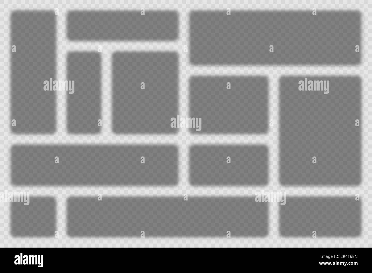 Collection of realistic rectangular shadows. Transparent square page ...