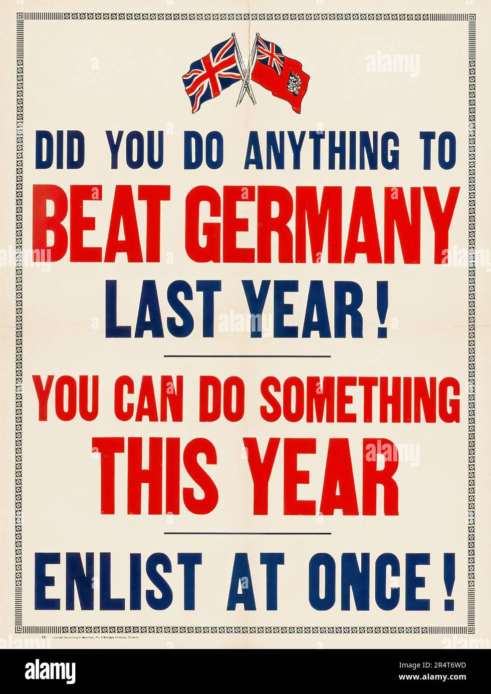 Canada World War I Propaganda (1917) Canadian Poster "Did You Do Anything to Beat Germany Last ...