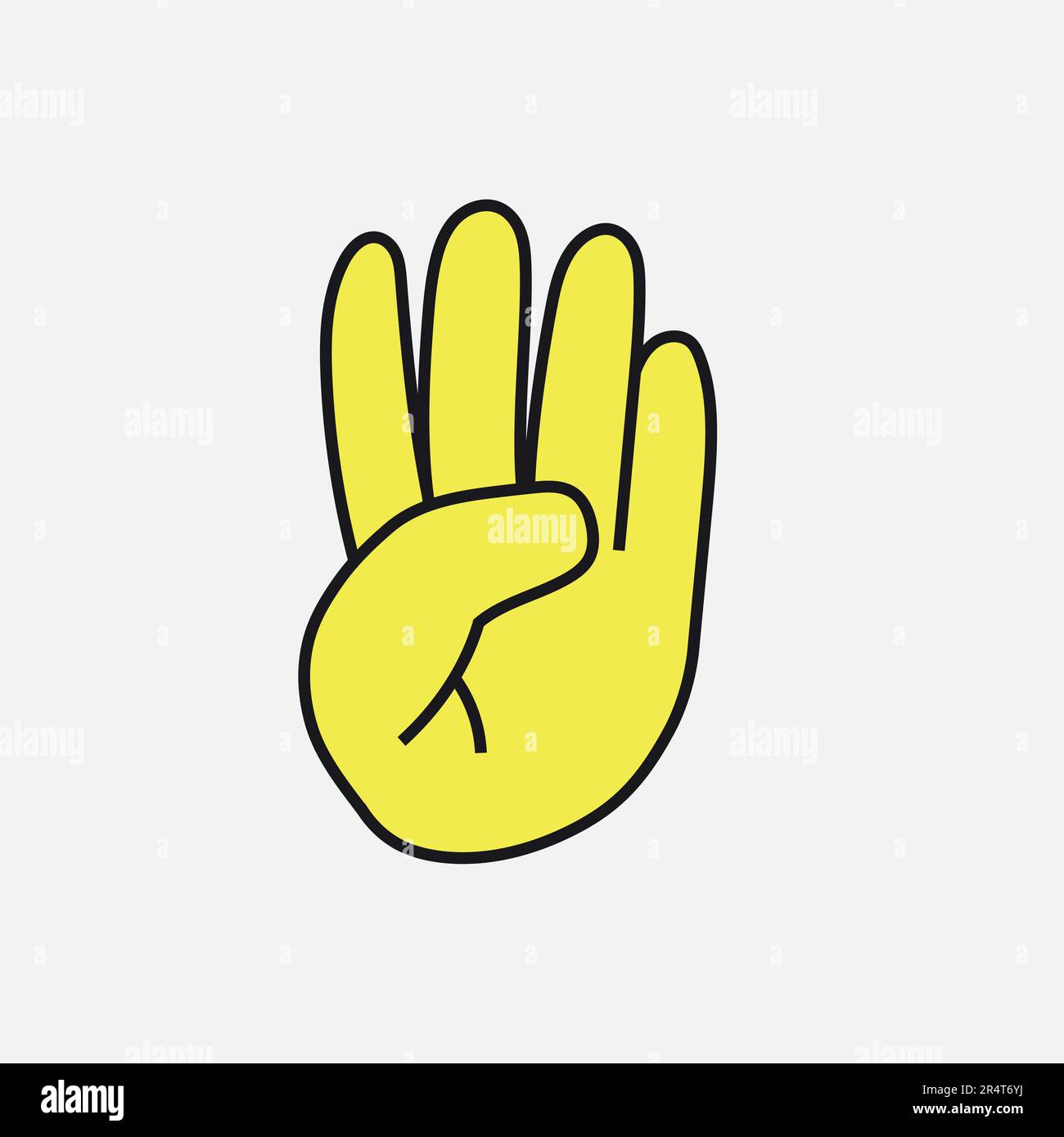 Four Finger Hand Sign. Cartoon Style. - vector. Vector illustration ...