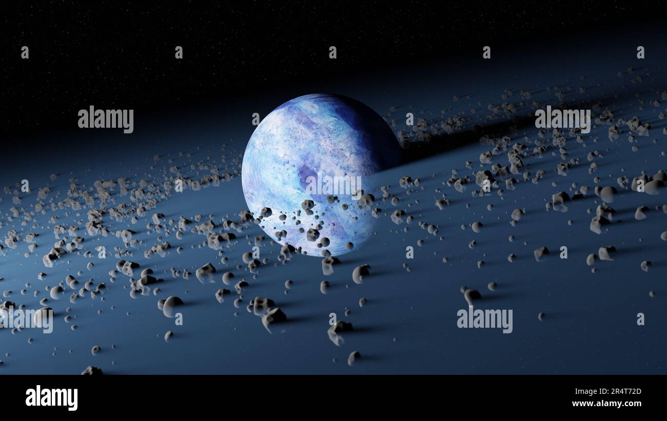 Planet Pandora surrounded asteroid belt, rings wreckage of destroyed ...