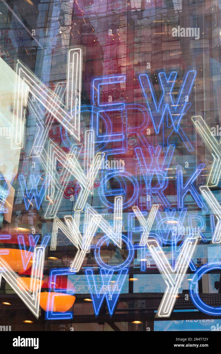 US, New York, ‘New York’ Neon lights in Times square Stock Photo - Alamy