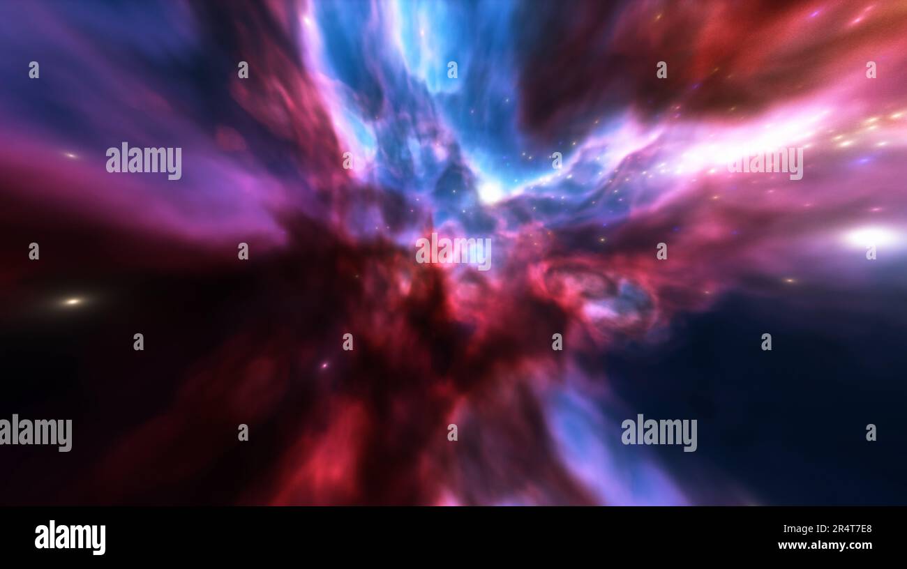 Cosmic nebula in space among stars and galaxies. Gas dust clouds nebula ...