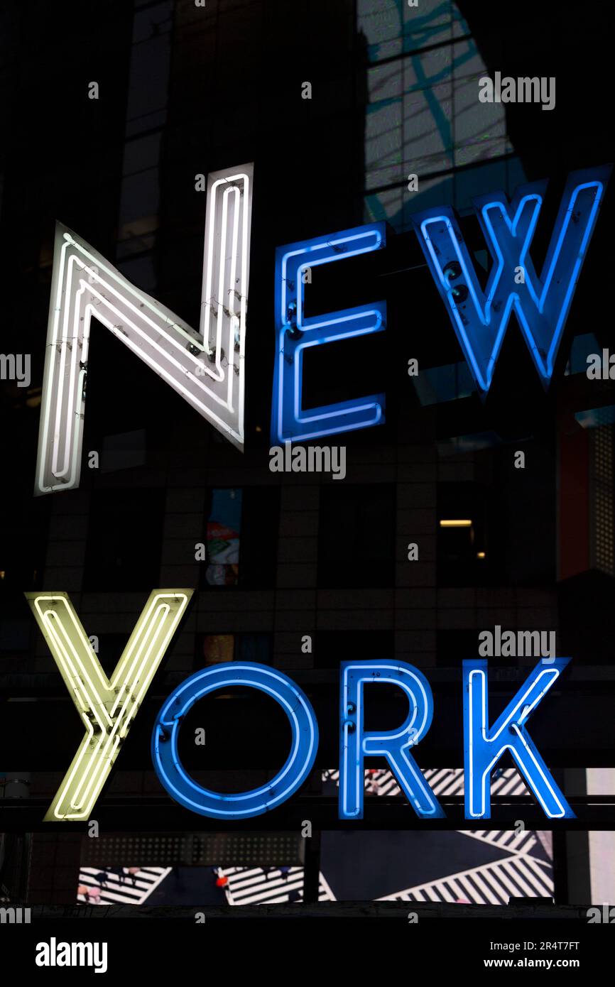 US, New York, Neons in Times square-neon with word ‘York’ Stock Photo ...