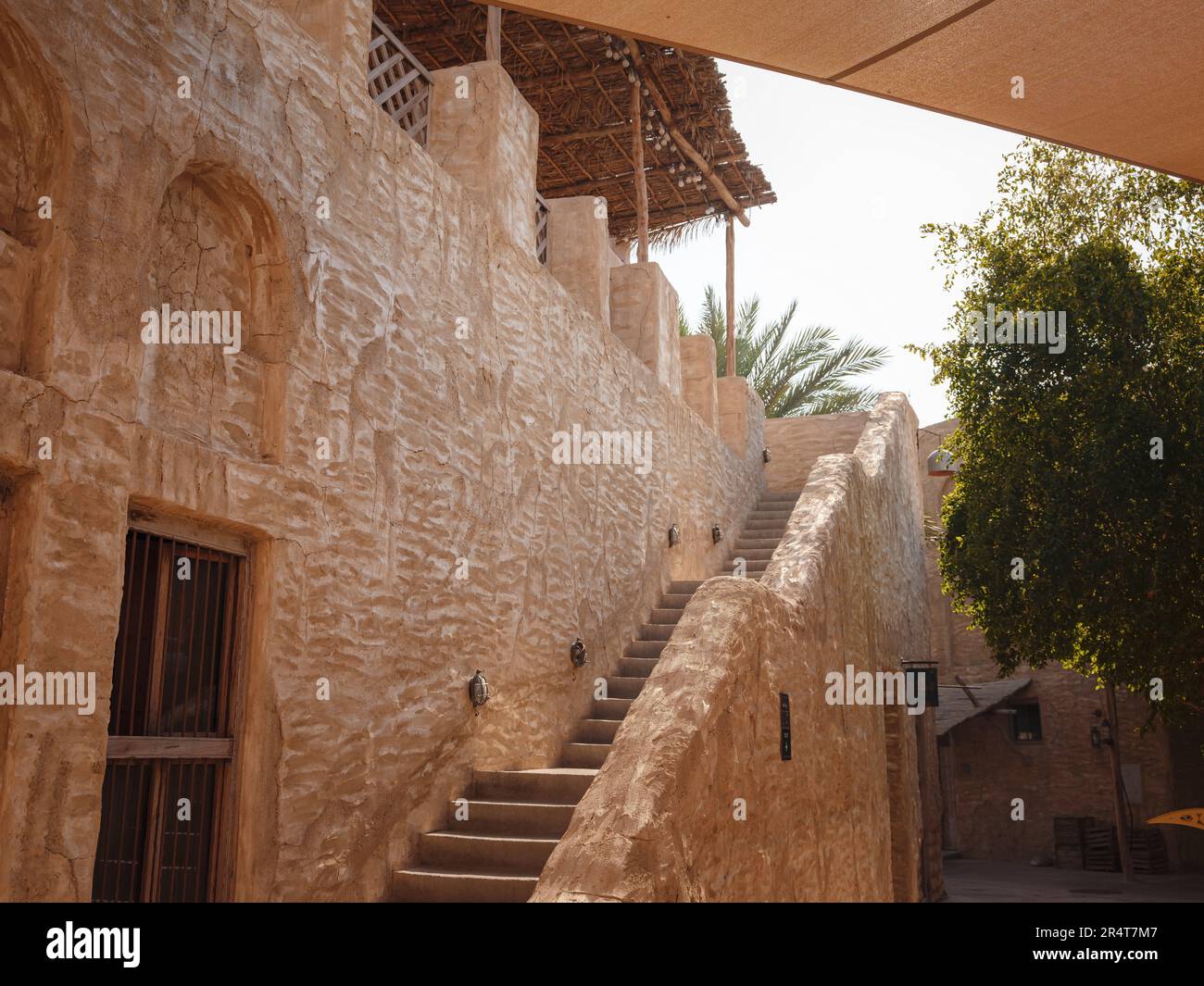 Al seef old historical district with traditional Arabic architecture ...