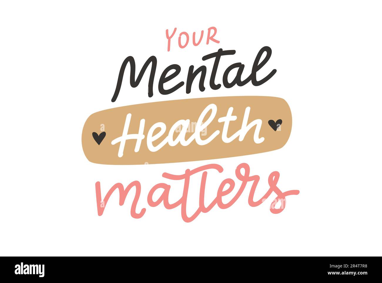 Mental health matters. Inspirational positive quote, vector hand drawn ...