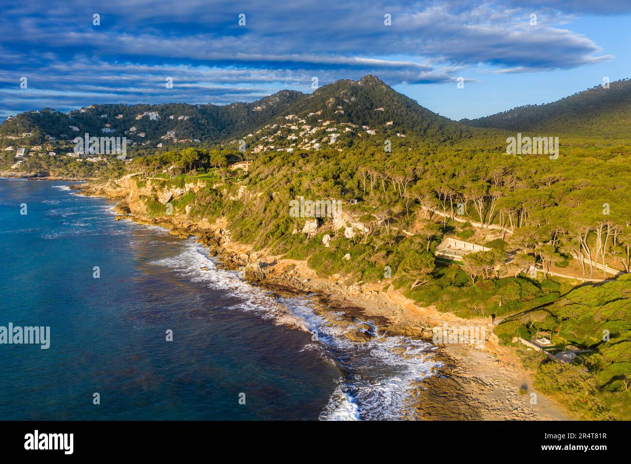 Aerial view of Cala Canyamel beach, Balearic islands, Mallorca, Majorca ...