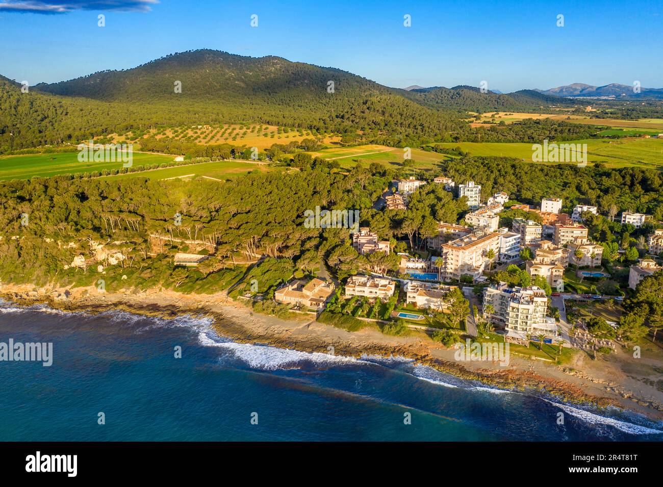 Aerial view of Cala Canyamel beach, Balearic islands, Mallorca, Majorca ...