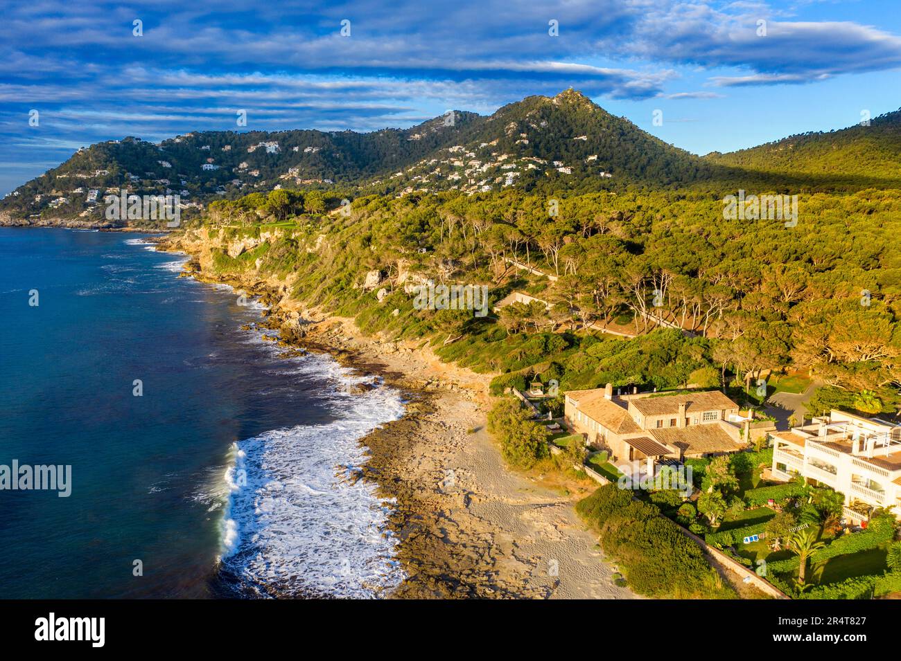 Aerial view of Cala Canyamel beach, Balearic islands, Mallorca, Majorca ...