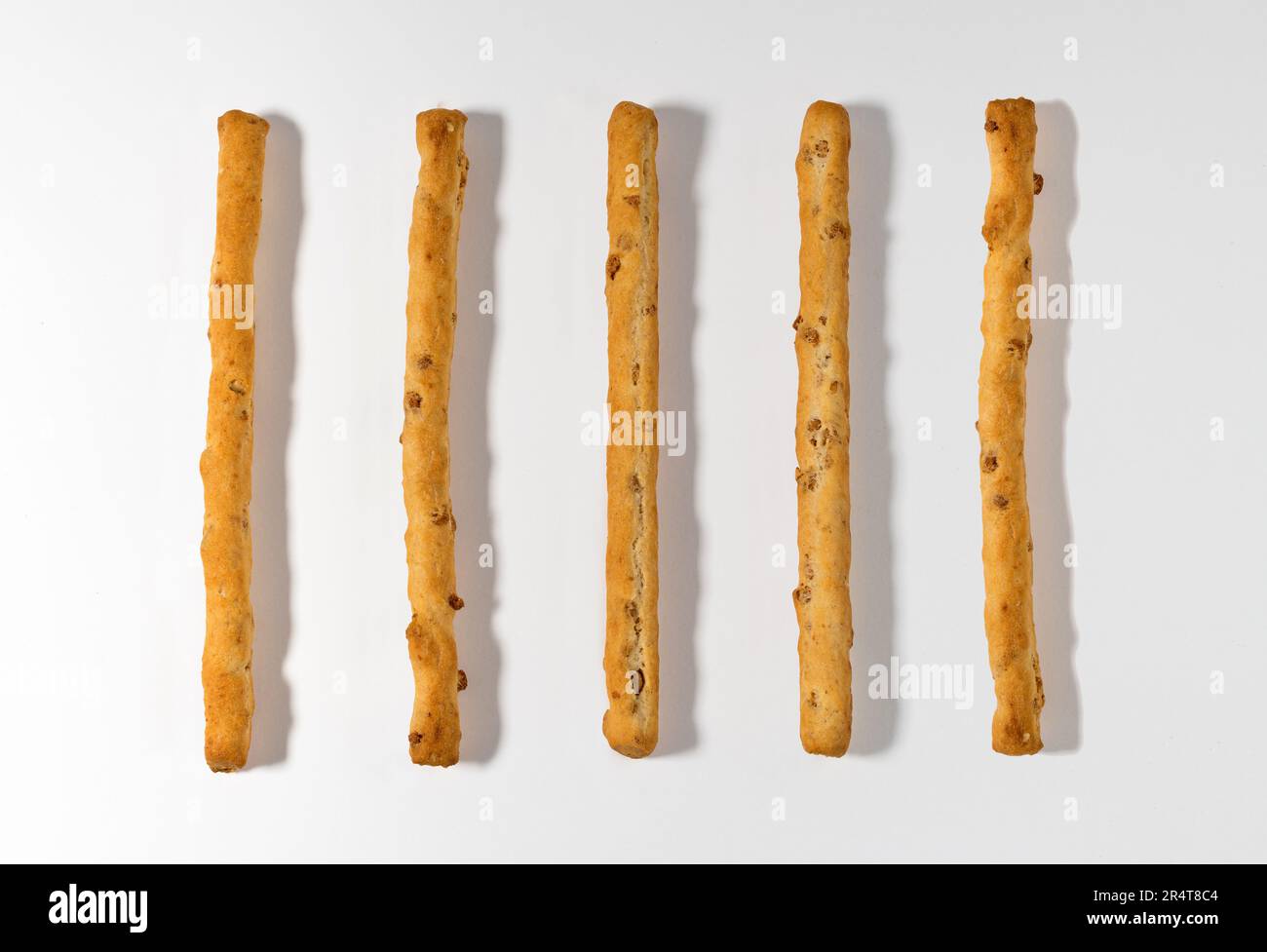 Top view of pile of tasty classic crunchy crispy long pastry ...