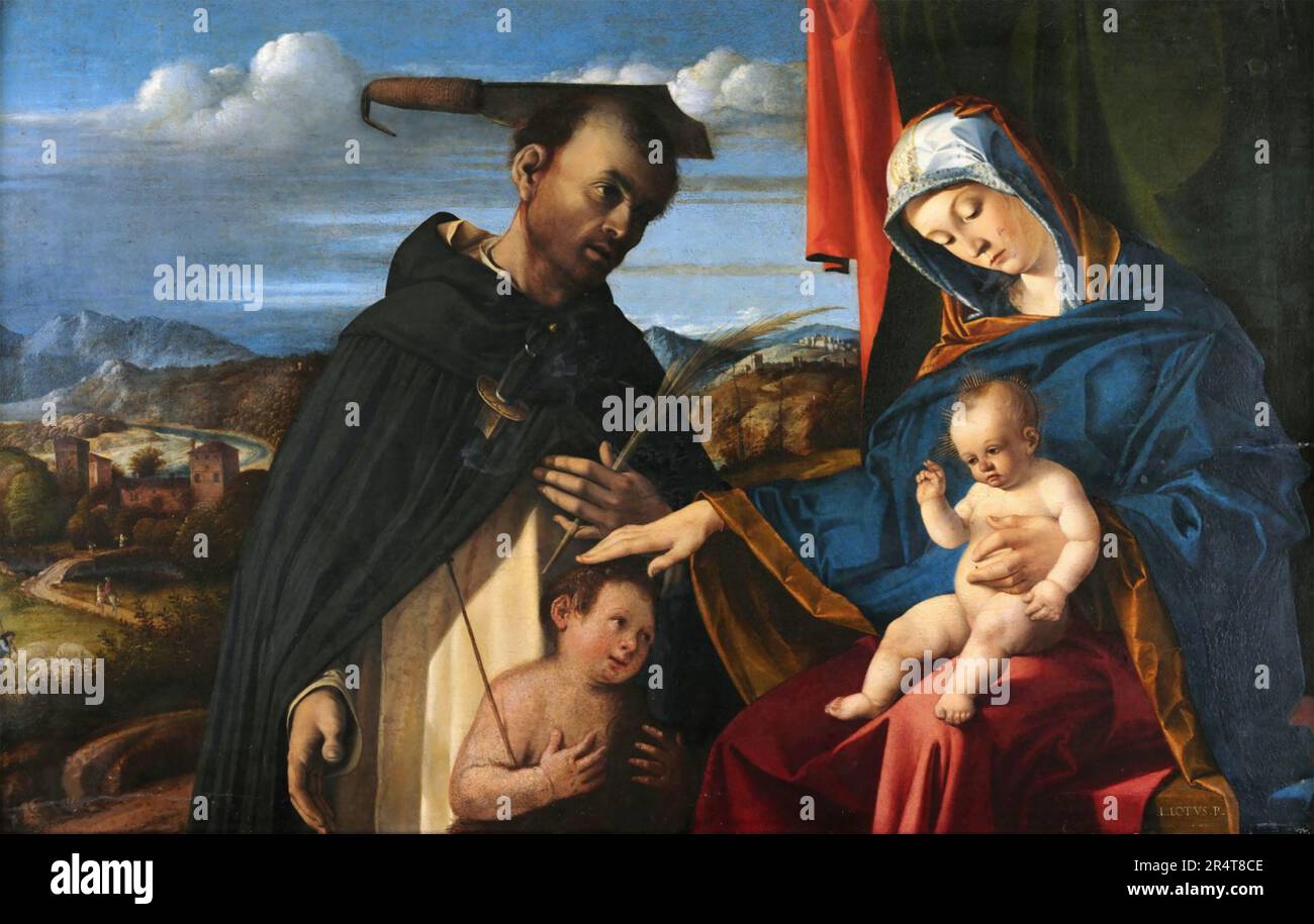 SAINT PETER OF VERONA with Madonna and child by Lorenzo Lotto about 1503 Stock Photo - Alamy