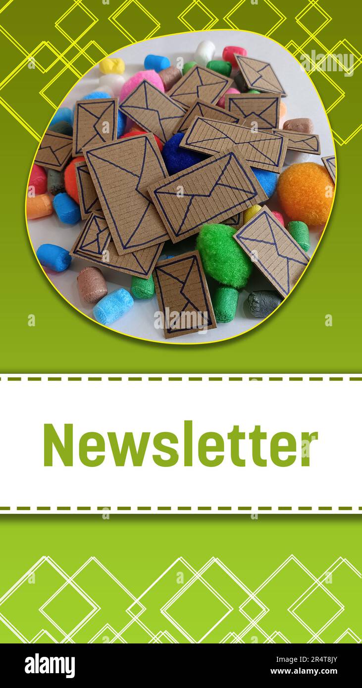 Newsletter Envelope Image Green Background Text Vertical Stock Photo ...