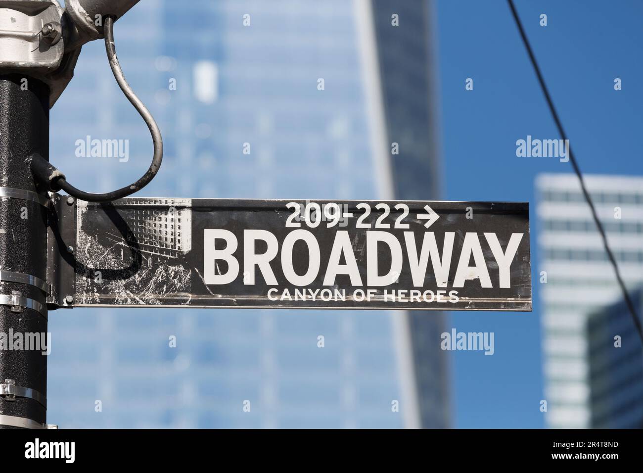US, New York, Broadway signpost in the financial district Stock Photo ...