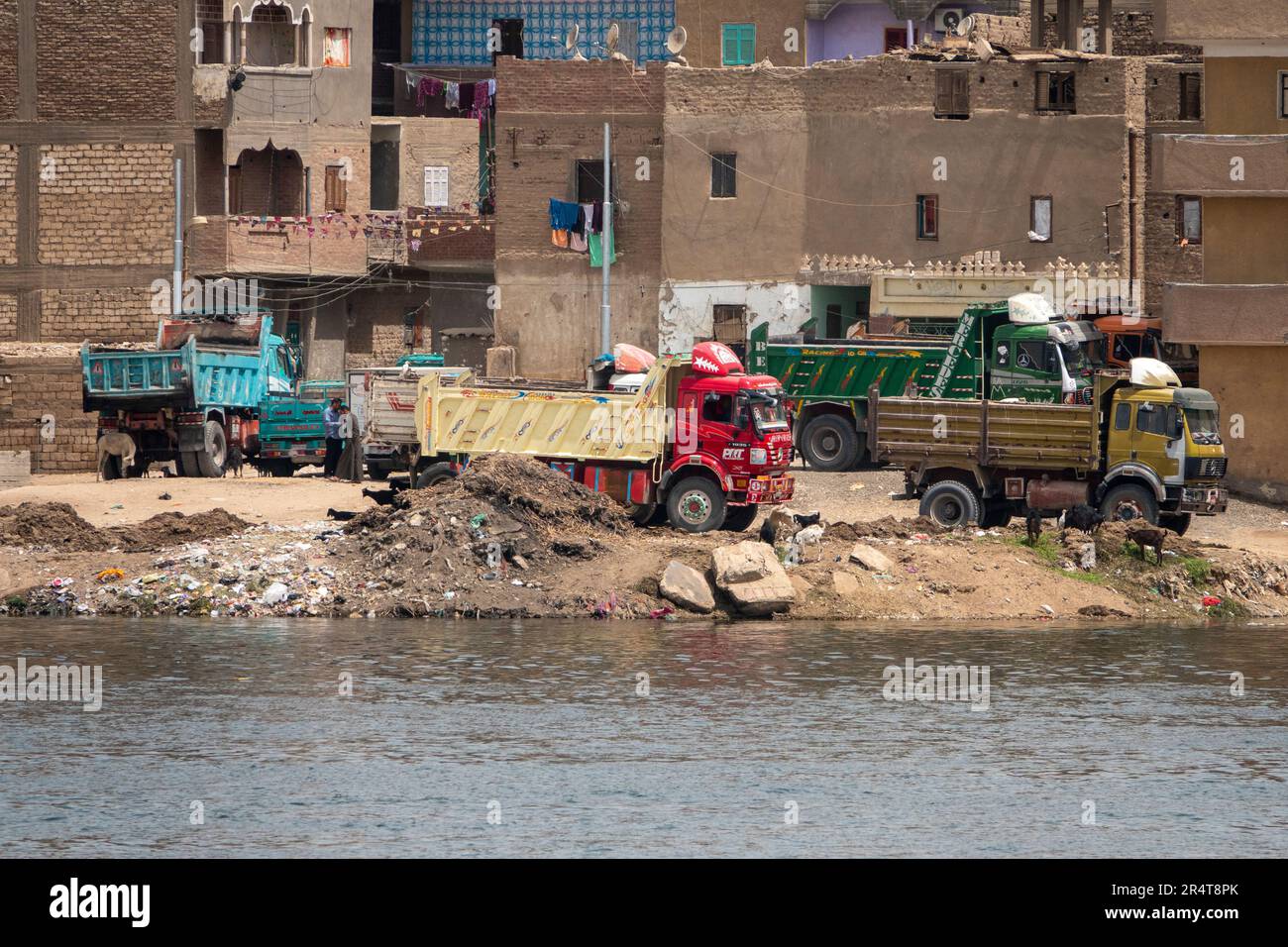 A river bank view on the river Nile, Egypt as seen from the water Stock ...