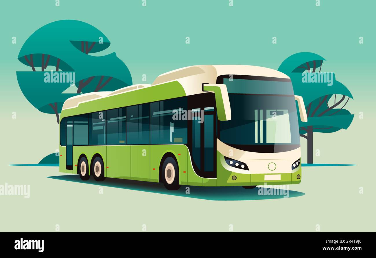 city bus vehicle modern public transport urban and countryside traffic ...