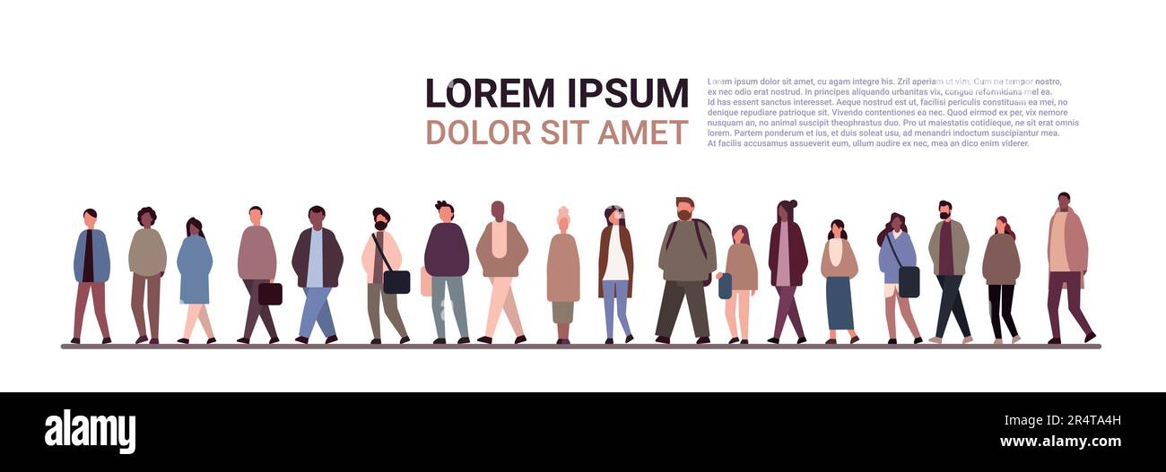 multiethnic people group mix race men women crowd in casual clothes ...