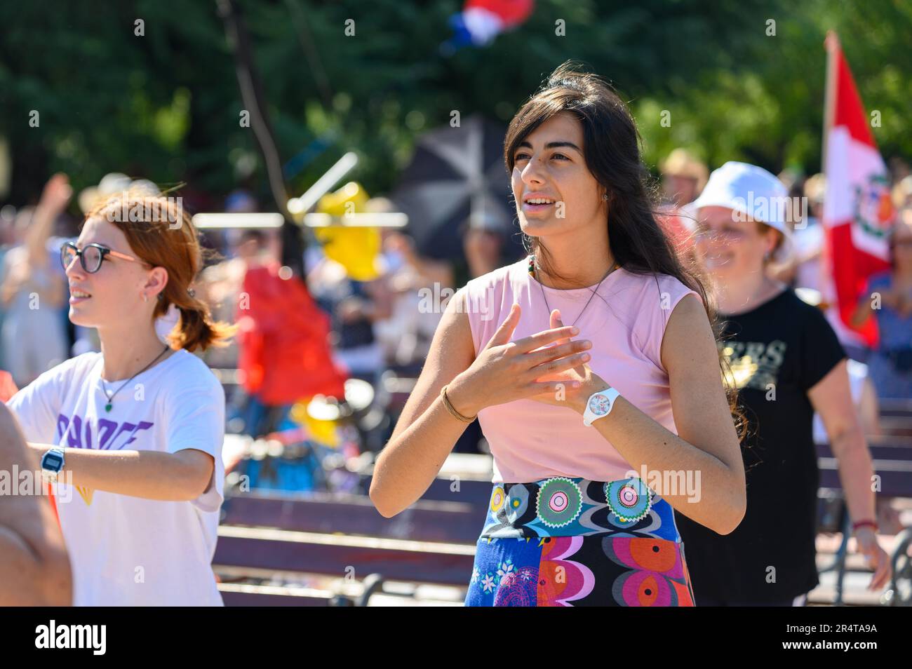 Young people dancing to Christian songs during Mladifest 2022 – the youth festival – in ...
