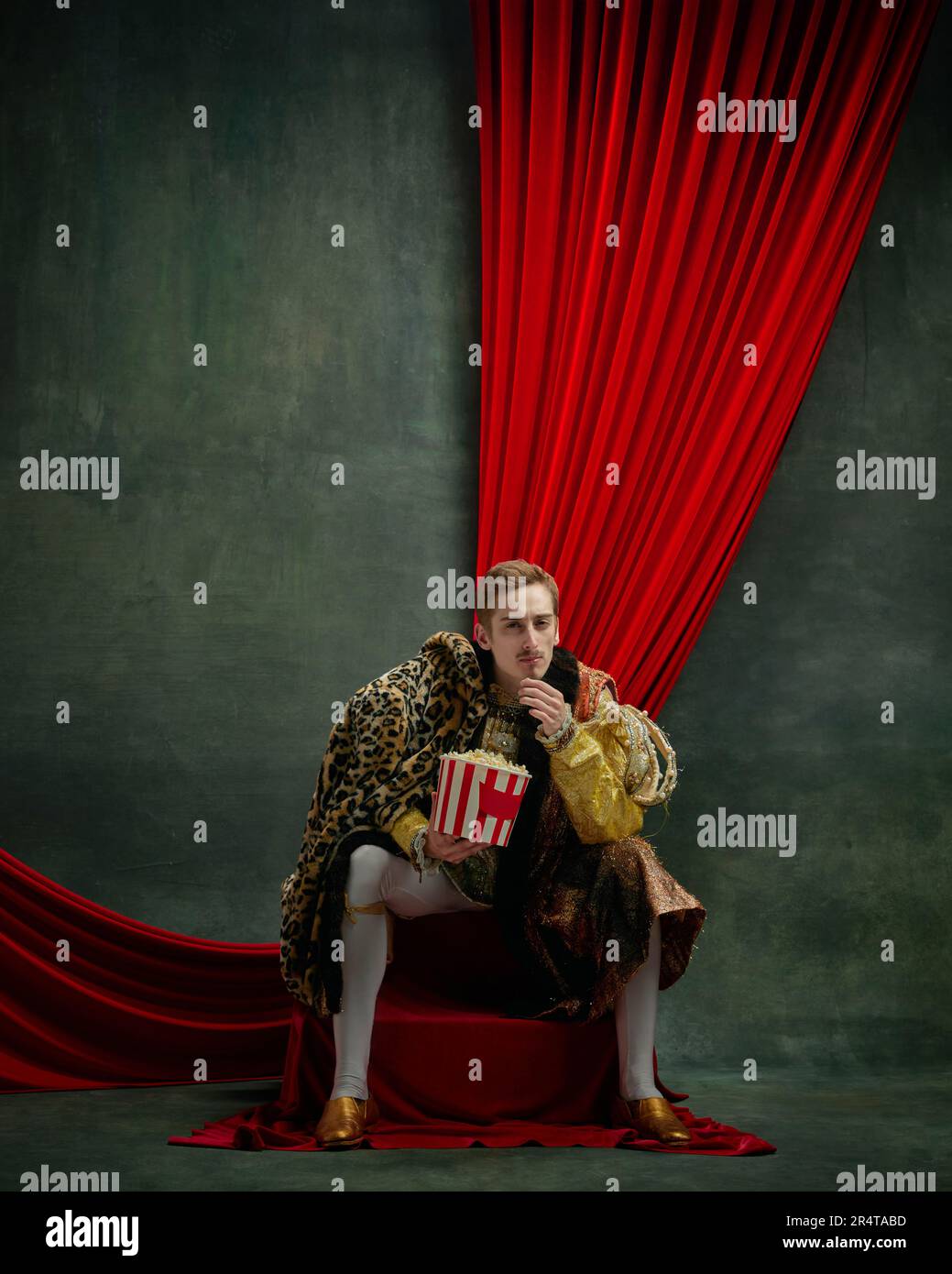 Portrait of young man, prince looking move with thoughtful face and ...