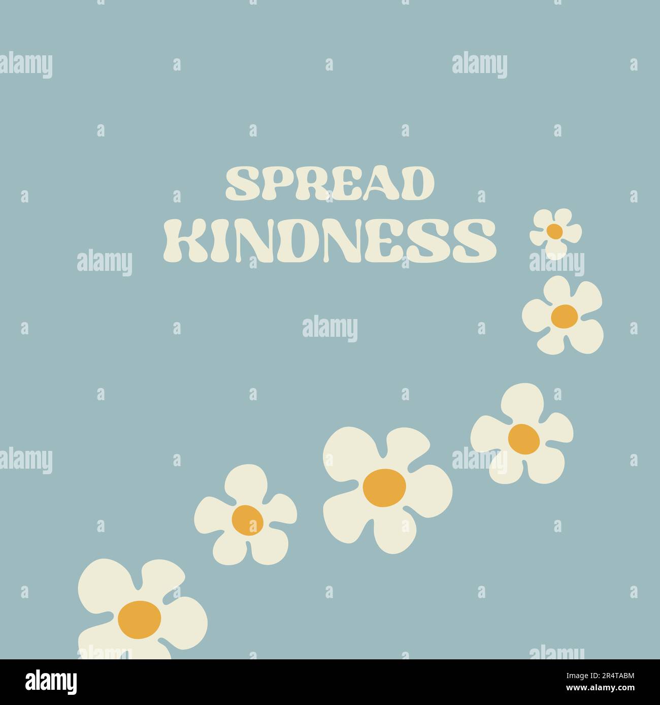 Motivation card design with text Spread kindness and flowers in Groovy ...