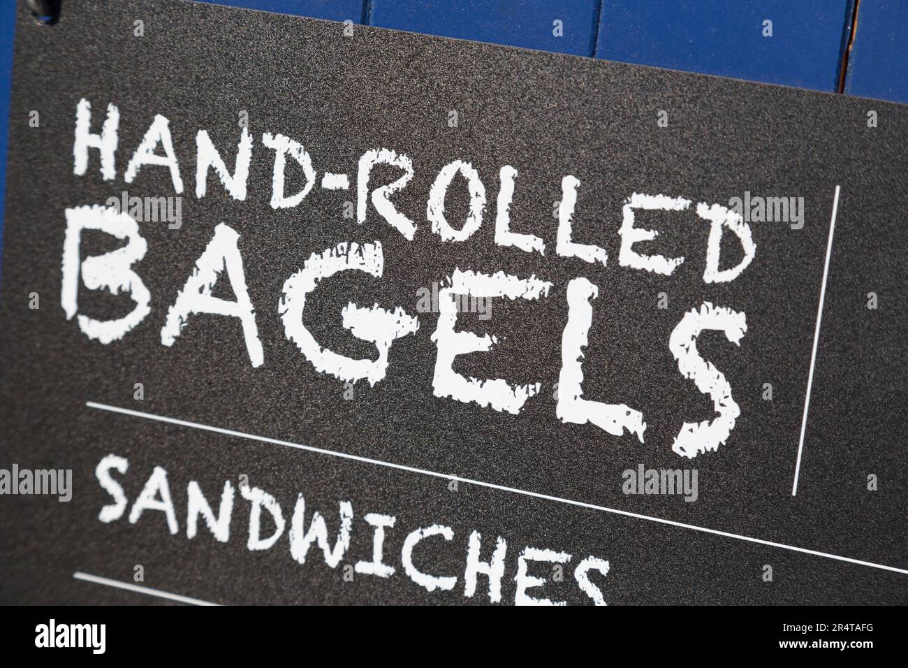 US, New York, ‘Hand Rolled Bagels’ sign Stock Photo - Alamy