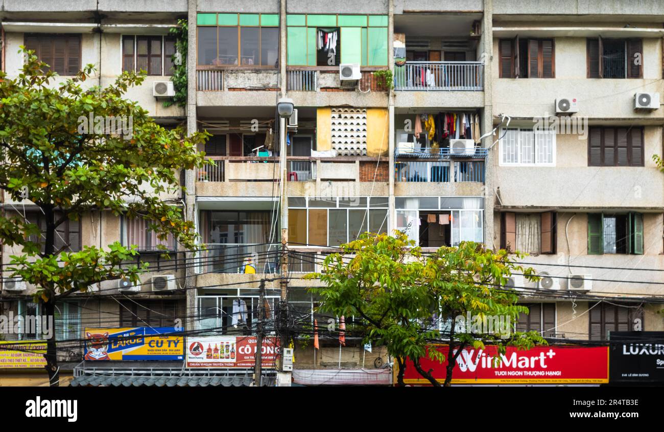 Residential apartments above shops in Danang, Vietnam Stock Photo - Alamy