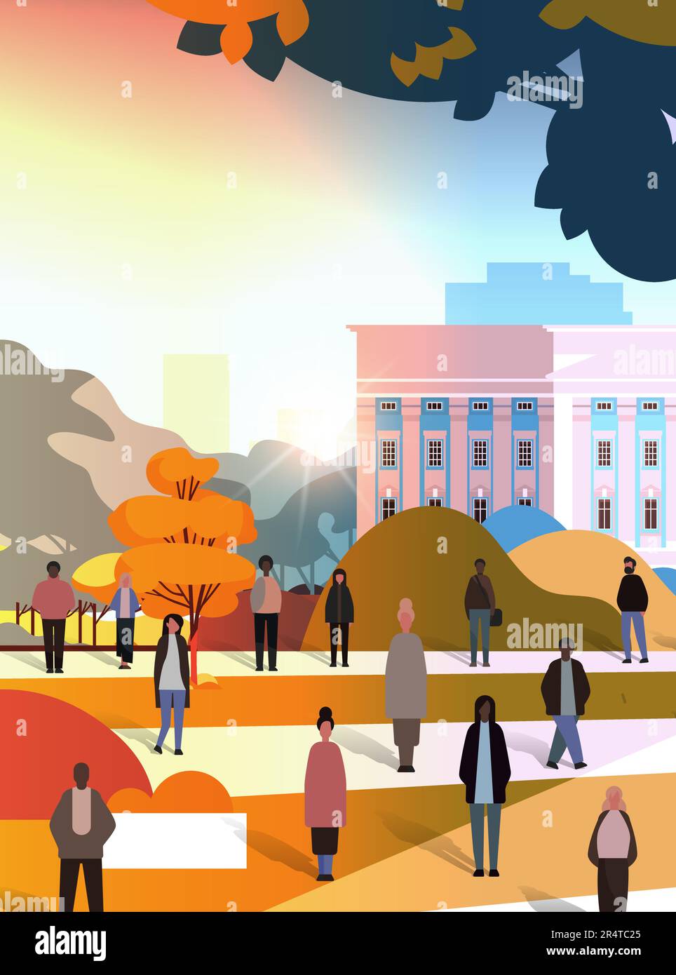 multiethnic people group walking outdoor mix race men women citizens ...