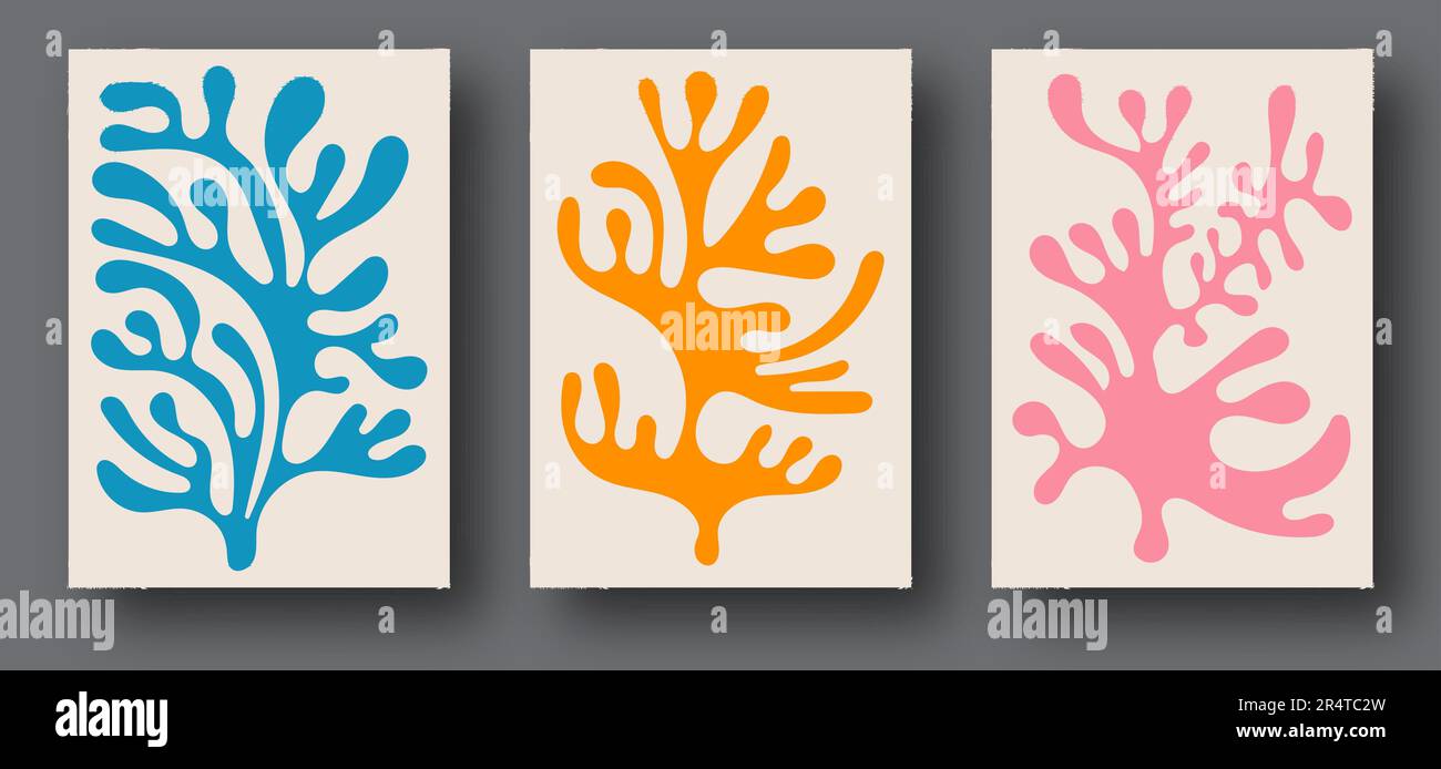 Abstract painting with coral shapes. Poster layout for interior design ...
